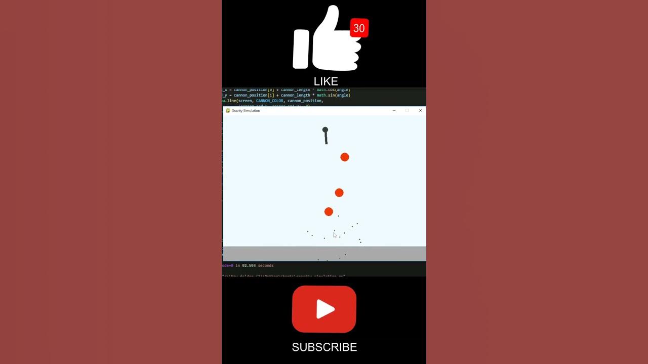 Simulating Gravity in Pygame with a particle system | Python programming - YouTube