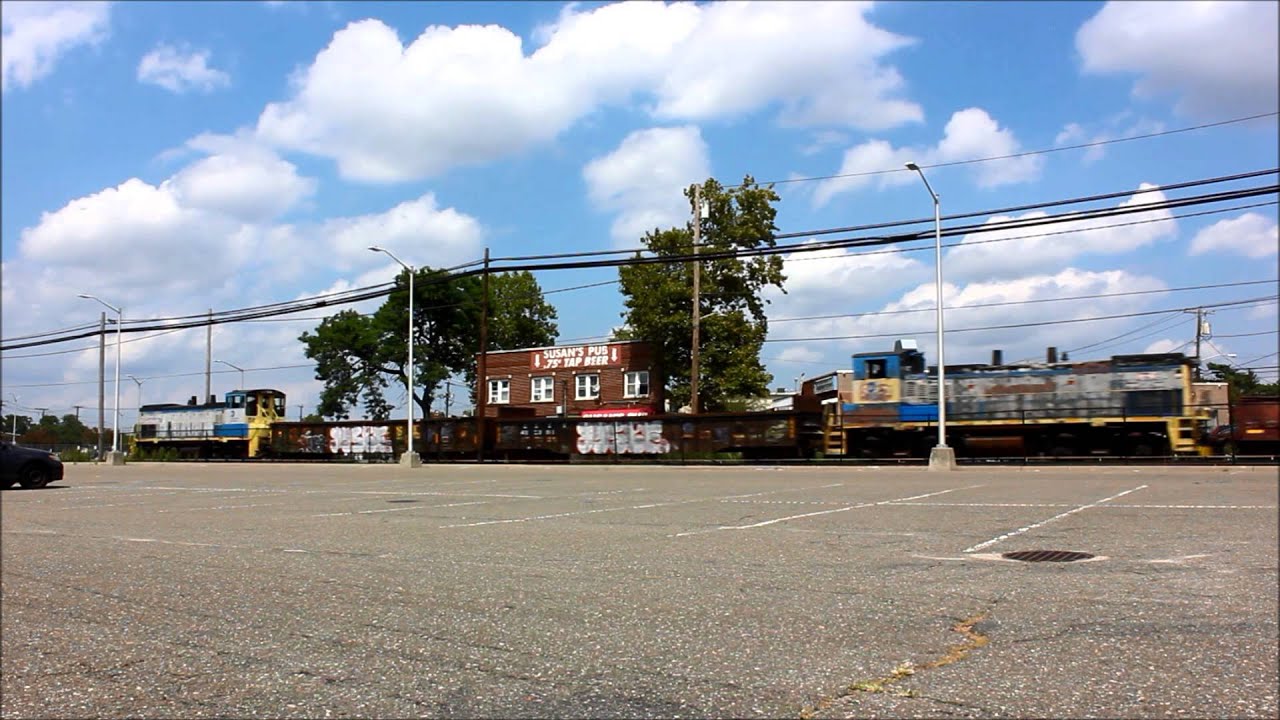 [HD] LIRR MP15AC 158 and 166 Work Train West Through Bethpage - YouTube