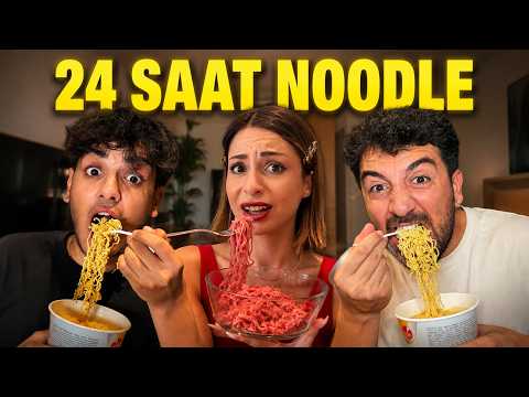 24 SAAT BOYUNCA SADECE NOODLE YEDİK!! 🍜 Melih Yıldırım | Sıla Beyoğlu | Serkan Ağbiniz