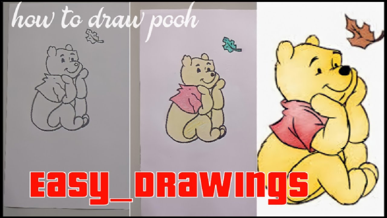 Cartoon Pooh Drawing | Winnie the Pooh Character Drawing | Easy ...