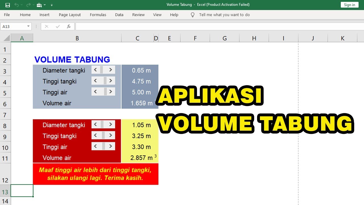 Demo Aplikasi Volume Tabung Menggunakan Excel - YouTube