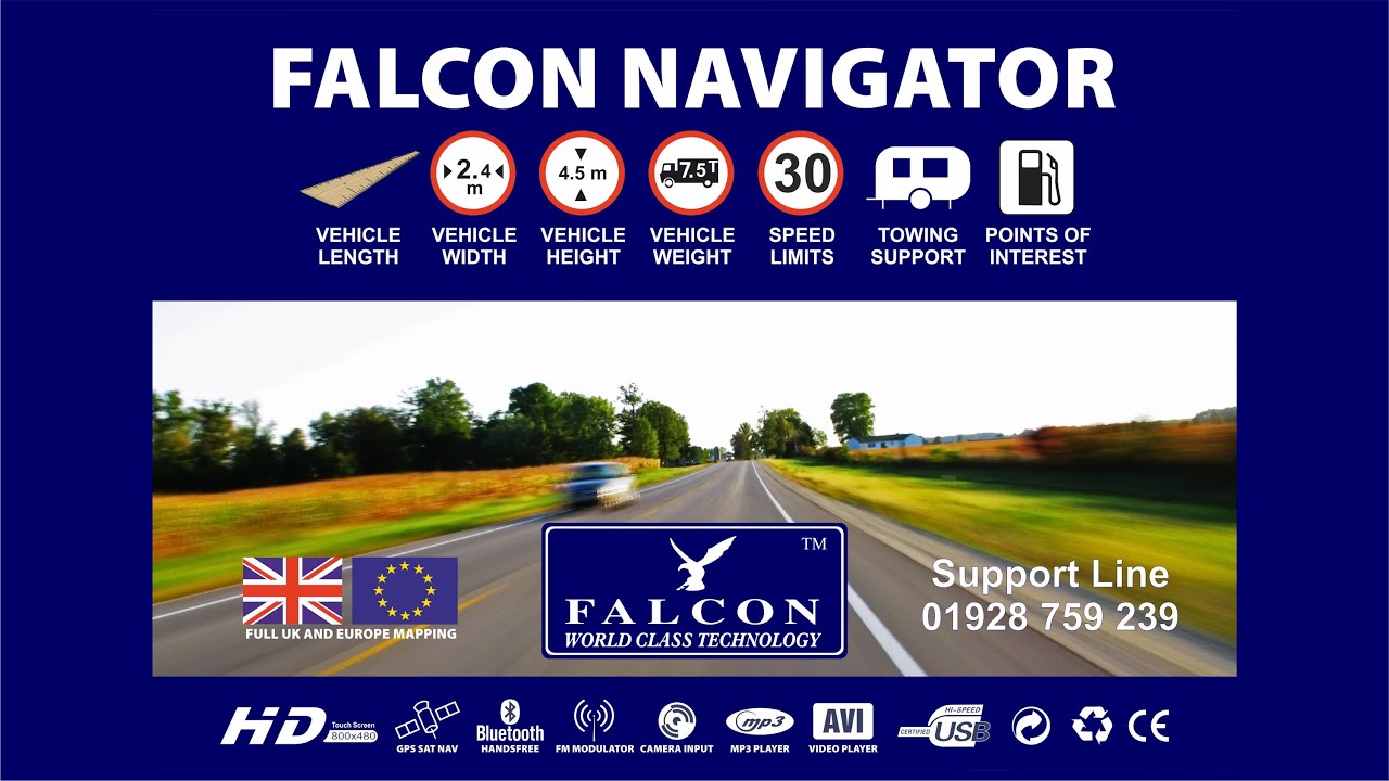 The Falcon Navigator Motorhome and Caravan Sat Nav - YouTube