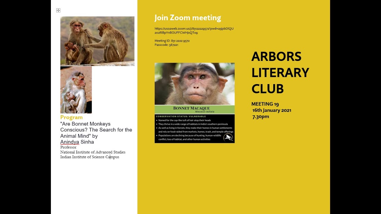 Arbors literary club meeting 19 Anindya Sinha - YouTube