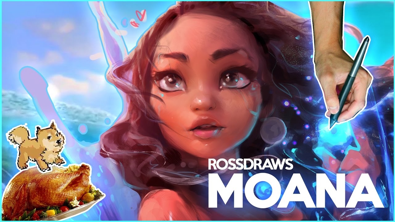 Ross Draws MOANA (Disney + Thanksgiving) - YouTube