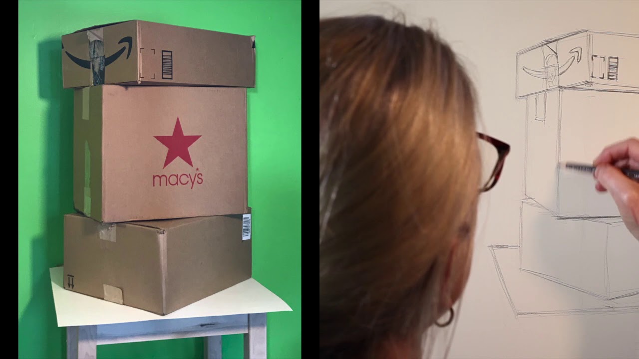 Drawing a Pile of Boxes 2 - YouTube