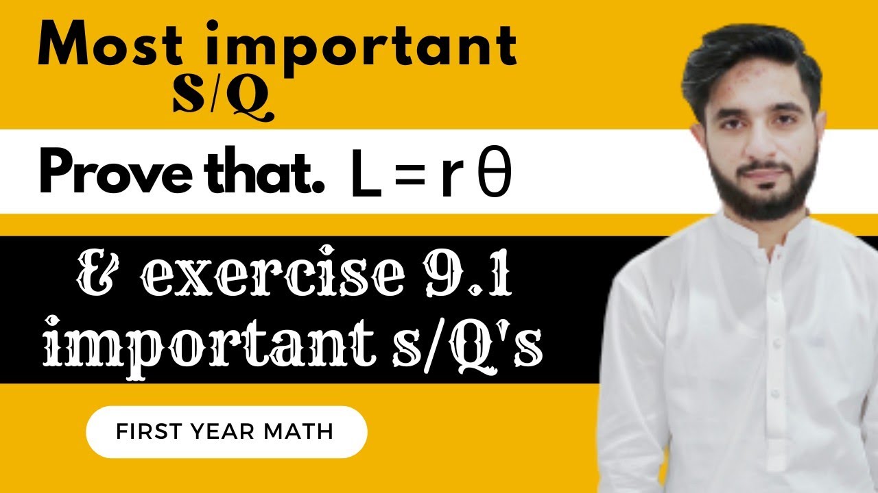 Prove that l = r theta|ex#9.1Q#1first year math|prove θ = l/r ...