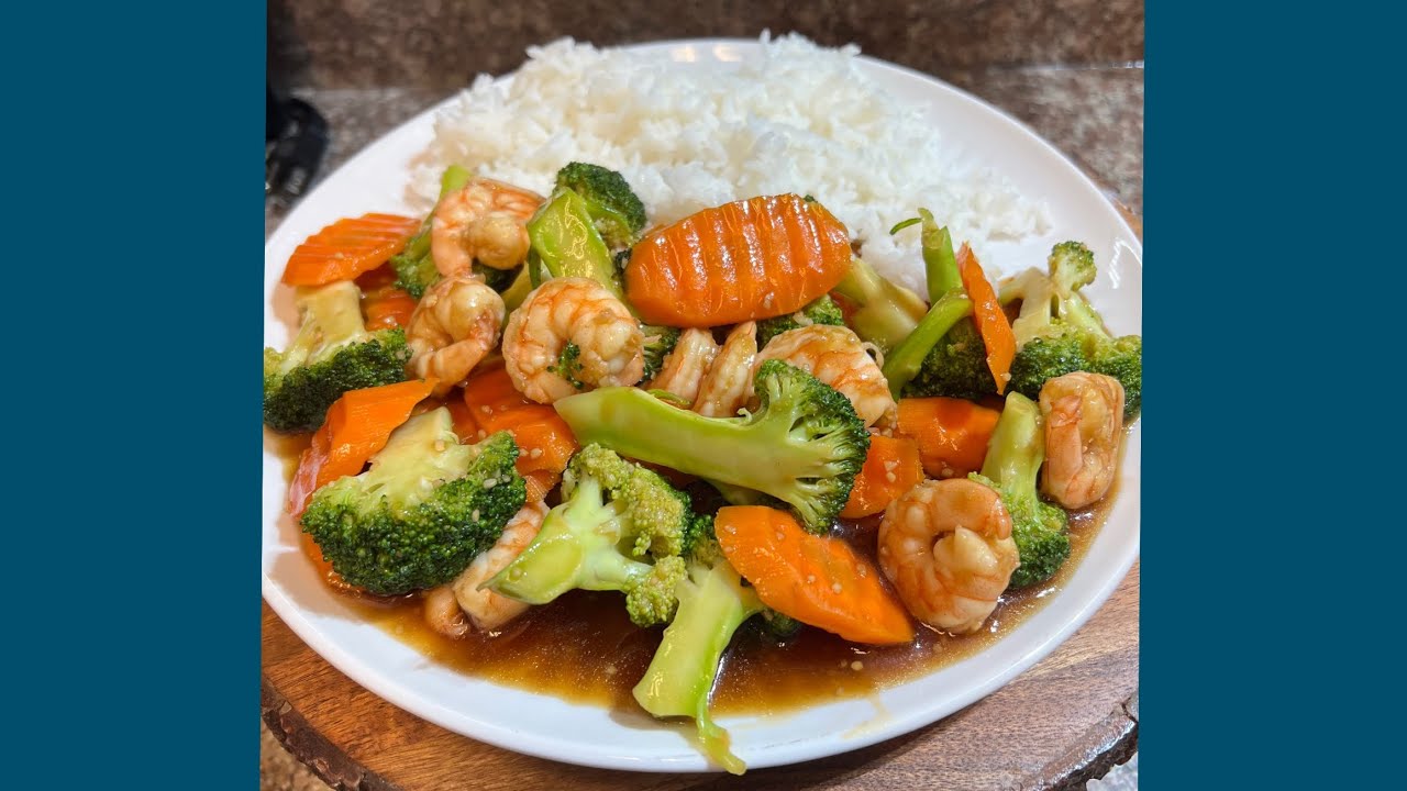 Brócoli Con Camarones Y Arroz Blanco Deliciosa Comida China .. - YouTube