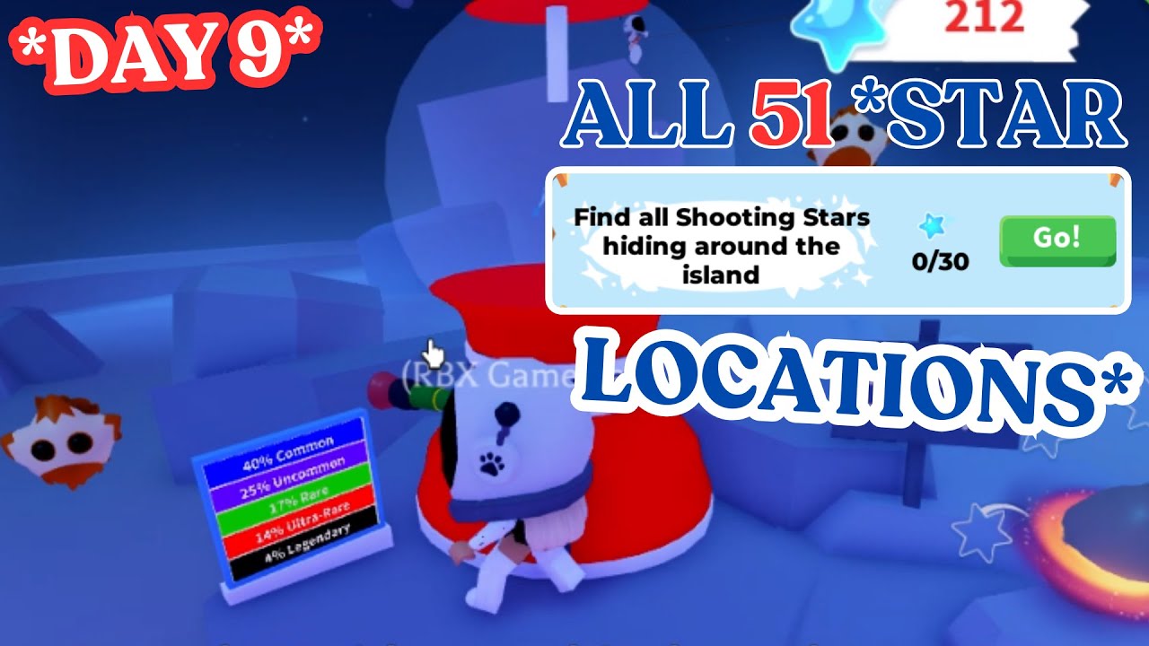 *DAY 9* ALL 51 *STAR LOCATIONS* +1 SPECICAL STAR in Adopt Me! (roblox ...