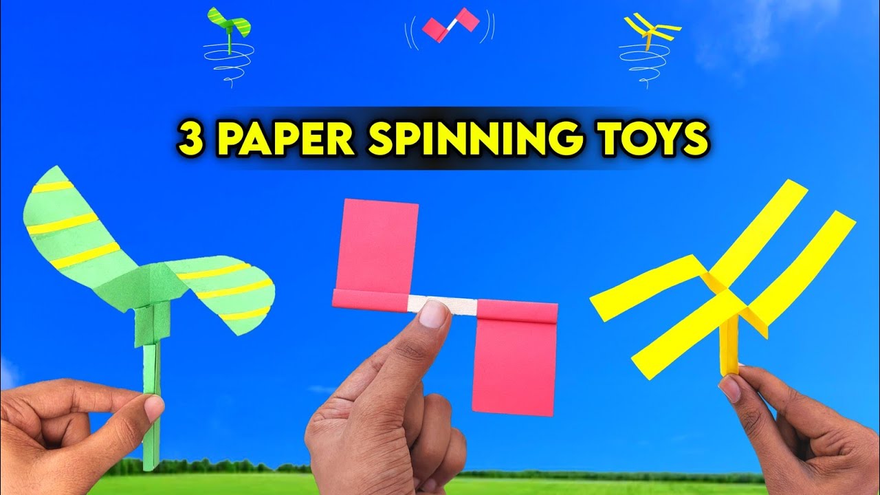 3 Paper Spinning Toy , how to make paper helicopter , Best origami ...