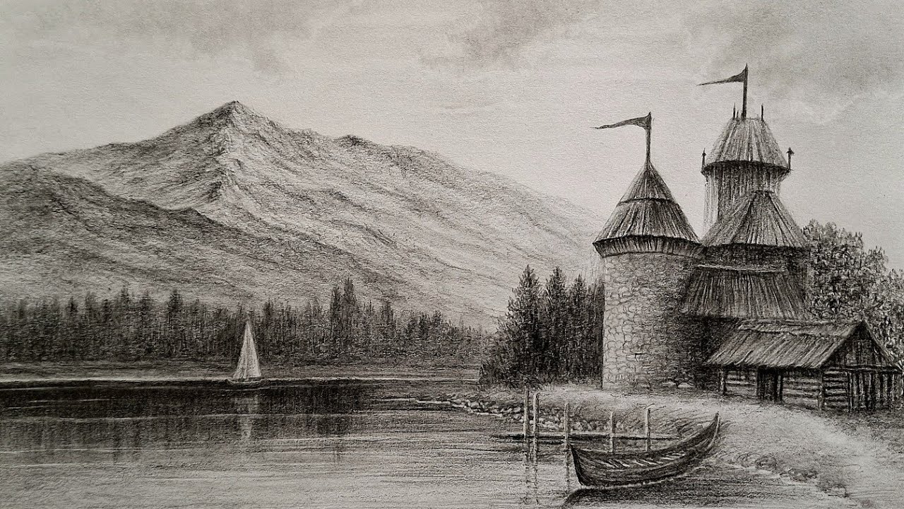 Draw a realistic landscape with this simple method - YouTube