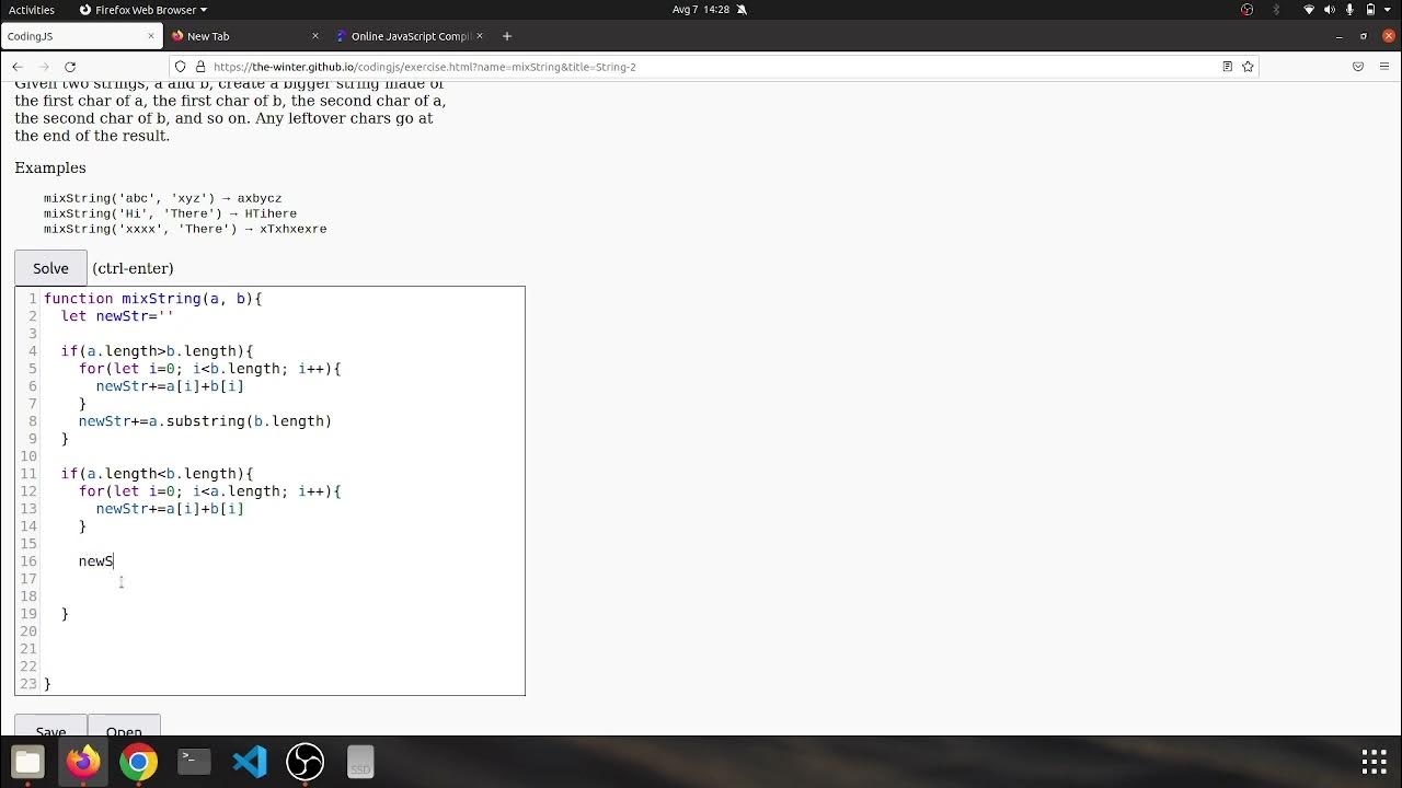 String 2 mixString Javascript solution - YouTube