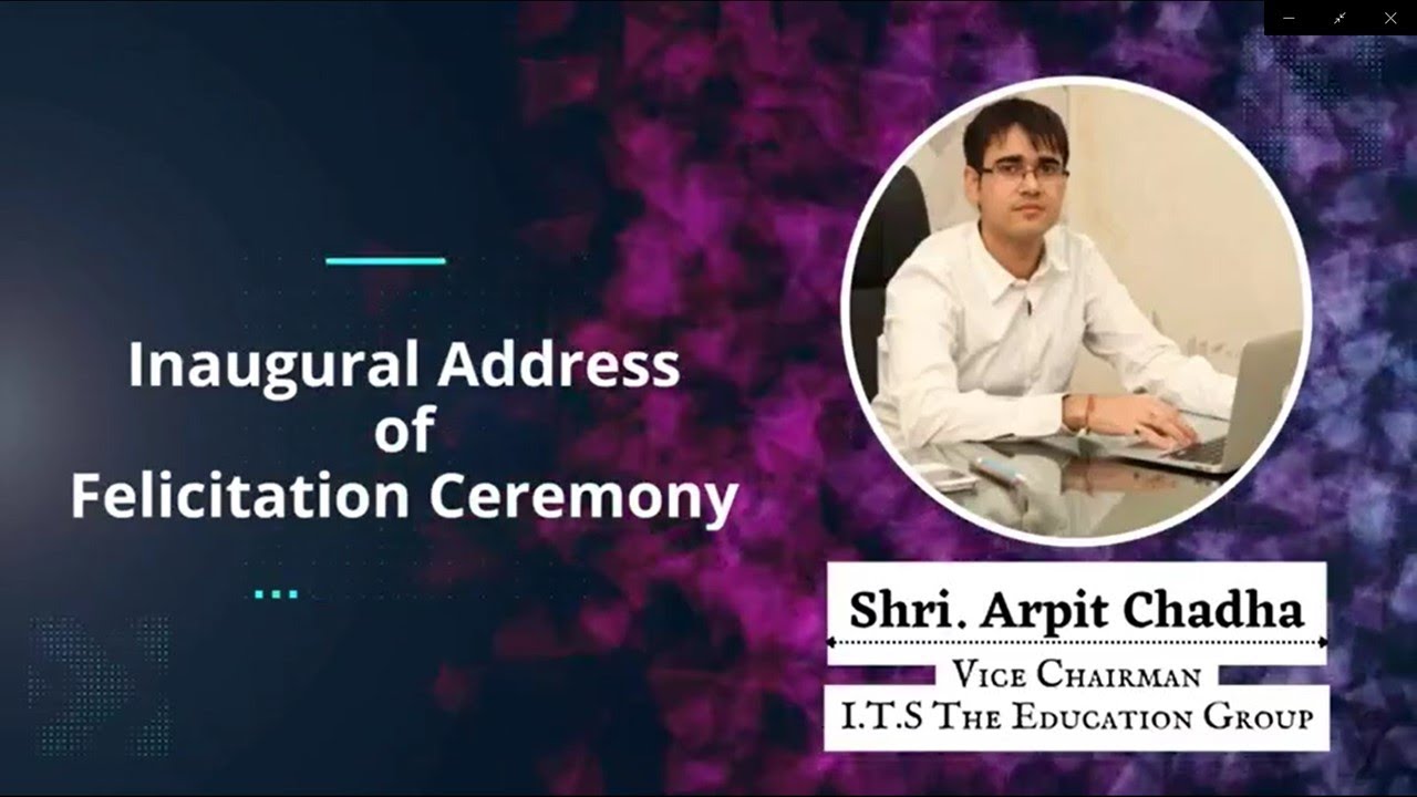 Shri Arpit Chadha, Vice Chairman, I.T.S - The Education Group addressing PDGM Students at I.T.S ...