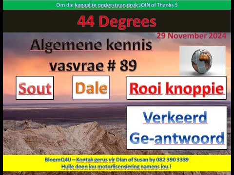Vrydagaand Algemene kennis Vasvrae # 89 ... - YouTube