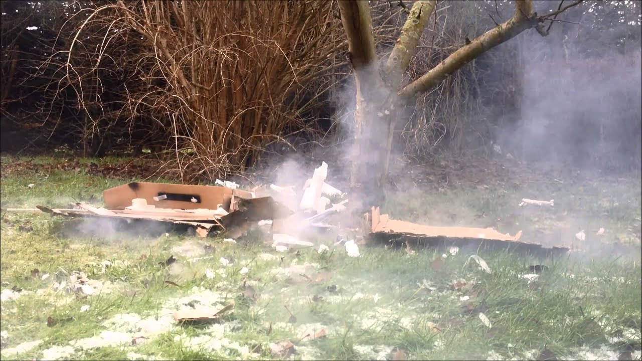 New years rocket blowing up a box explotion - YouTube