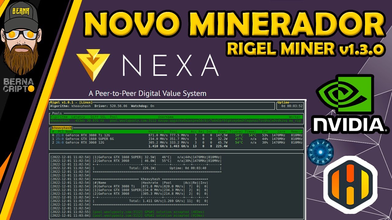 O MAIS NOVO RIGEL MINER FUNCIONANDO NO HIVEOS! +HASH EFETIVO +NEXA ...