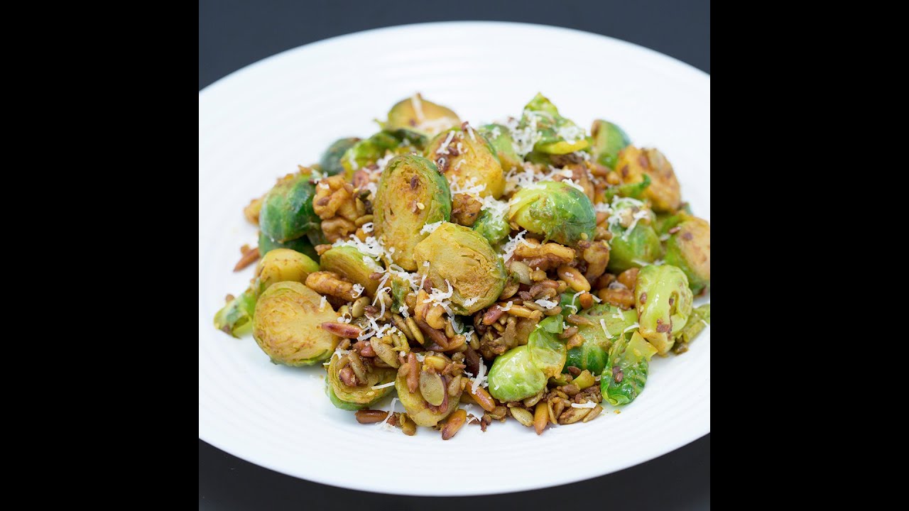 Sauteed Brussels Sprouts with Toasted Nuts - YouTube