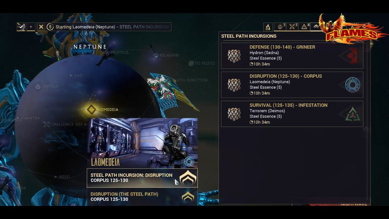 Warframe Steel Path Incursion Laomedeia (Neptune) Mission Disruption ...