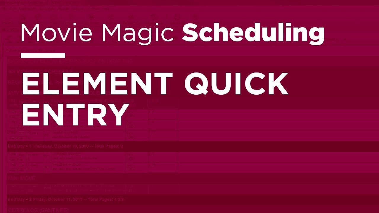 Movie Magic Scheduling - Element Quick Entry - YouTube