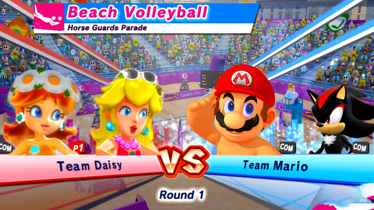 London 2012 Mario & Sonic Beach Volleyball Peach & Daisy vs Mario ...