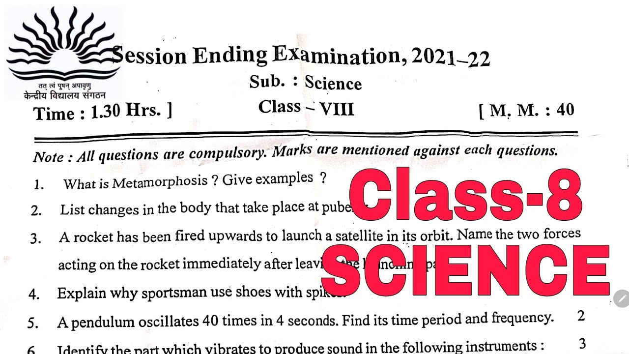 Class 8 SCIENCE (2022) Term-2 Annual Exam 2022 Sample Question Paper ...