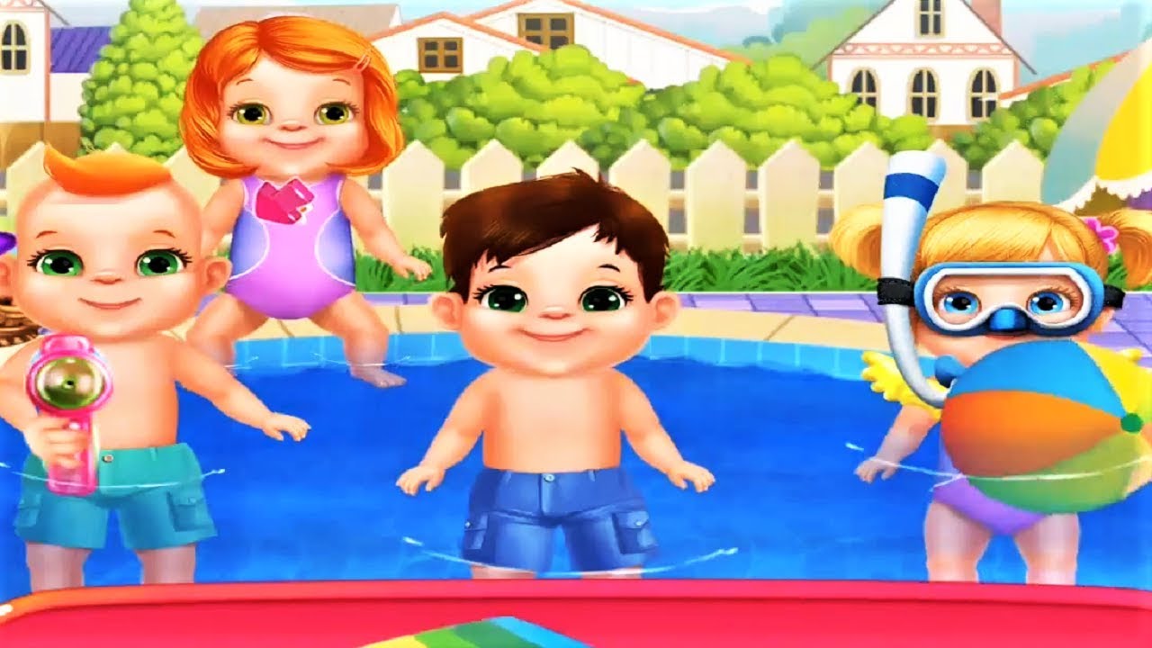 BABYSITTER MADNESS Fun Swimming In The Pool - Baby Care Games For Kids ...