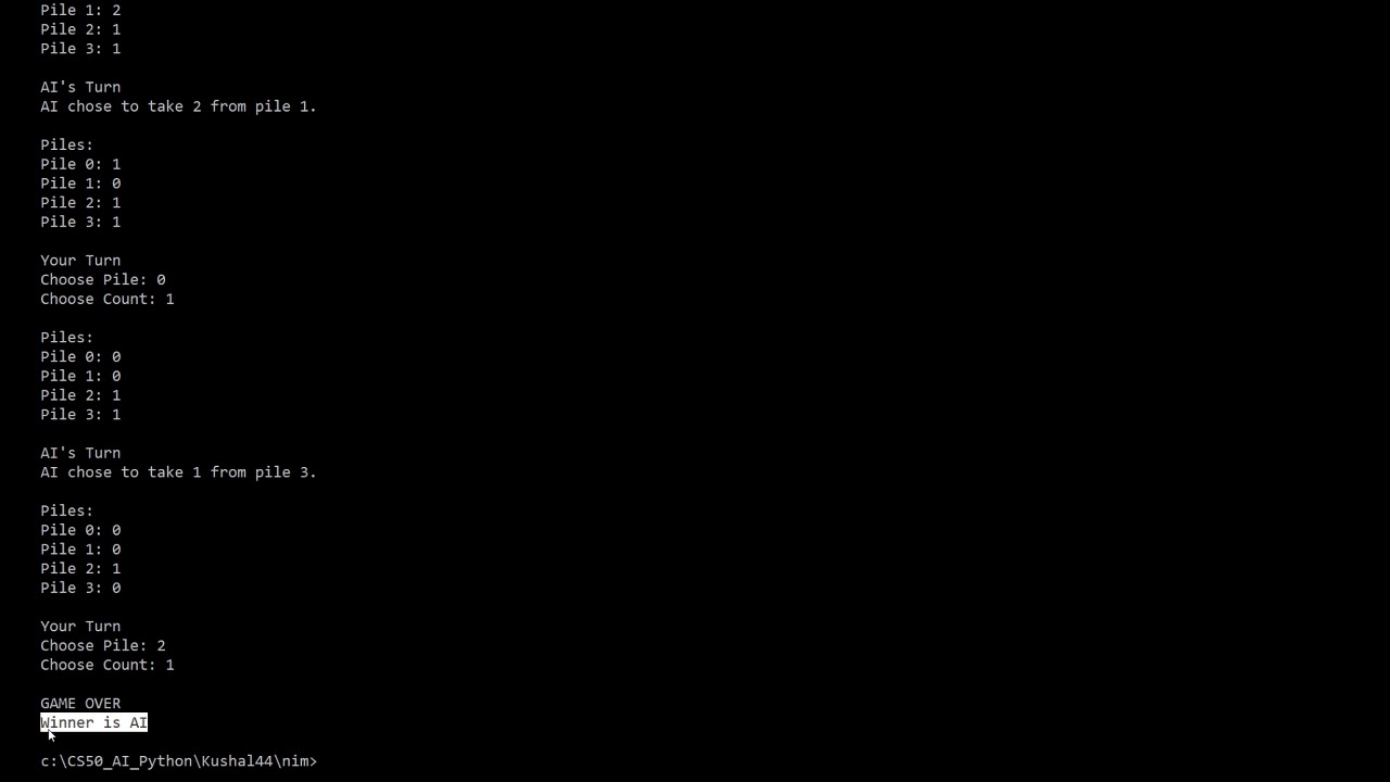 CS50 Introduction to Artificial Intelligence with Python – Nim - YouTube