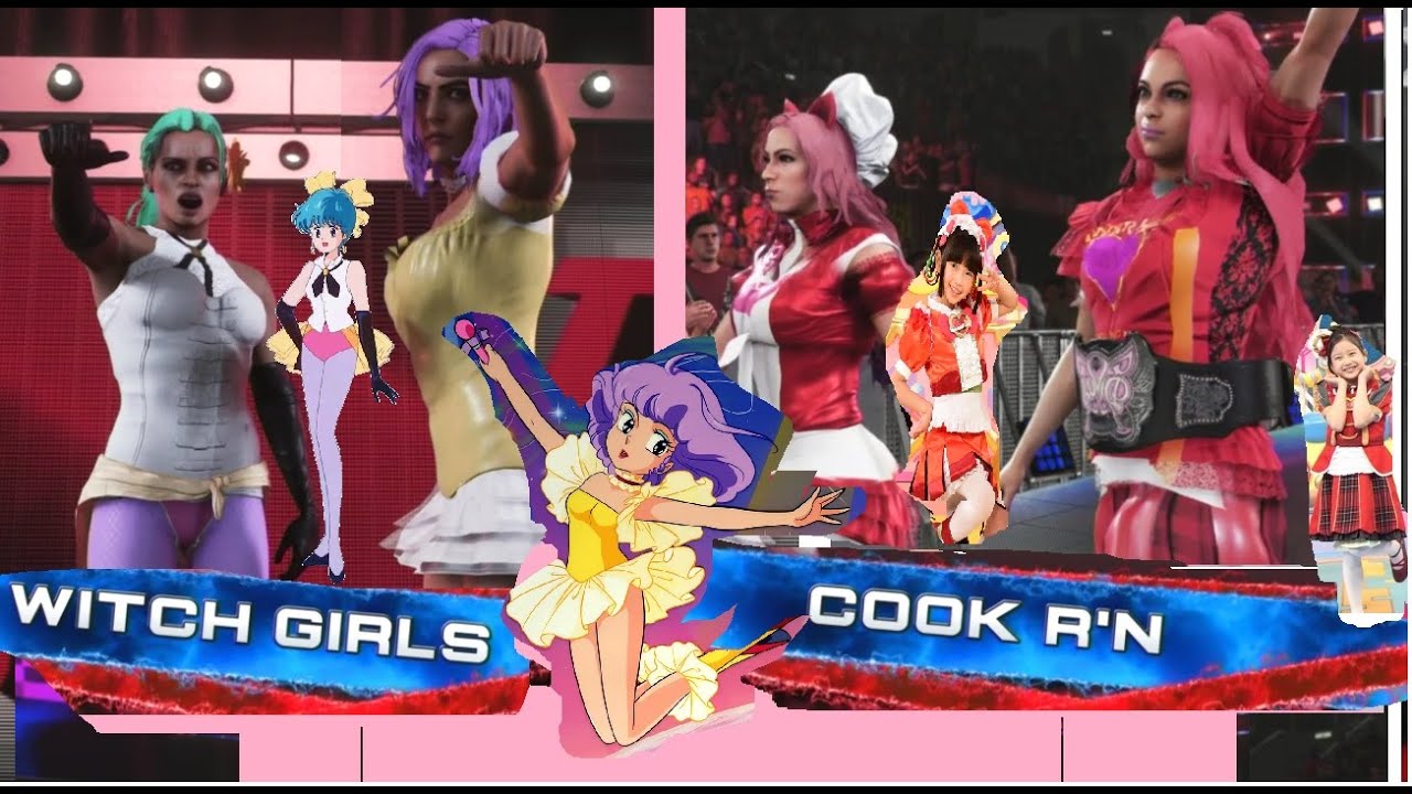 WWE2K19 | Maria & Peyton (Witch Girls) vs. Sasha & Liv (Go! Go! Cook R ...