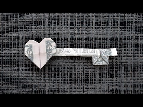 Nice MONEY KEY with the HEART | Dollar Origami for Valentine's Day ...