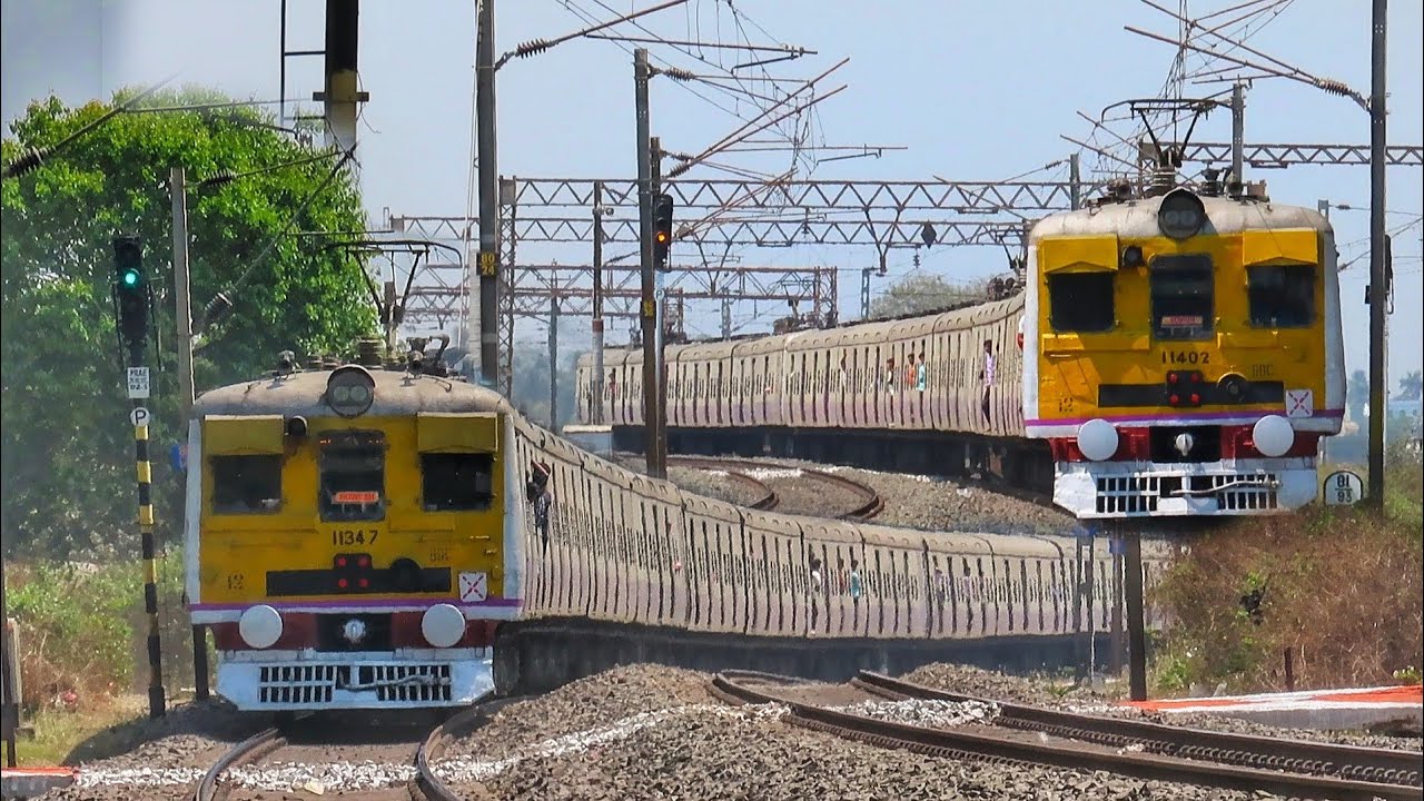 [2 in 1] Indian Local Train at Curve Crossing | Eastern Railways Local ...
