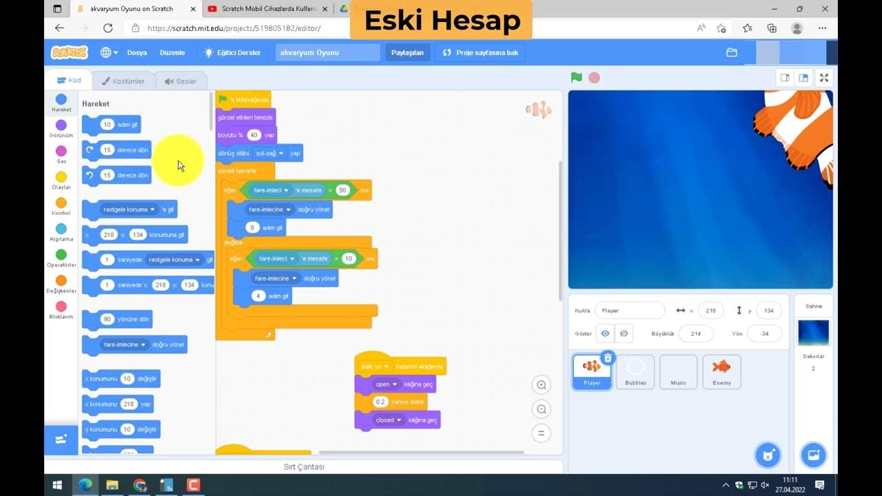 Scratch'te Proje Kaydedip Hesaba Aktarma - YouTube