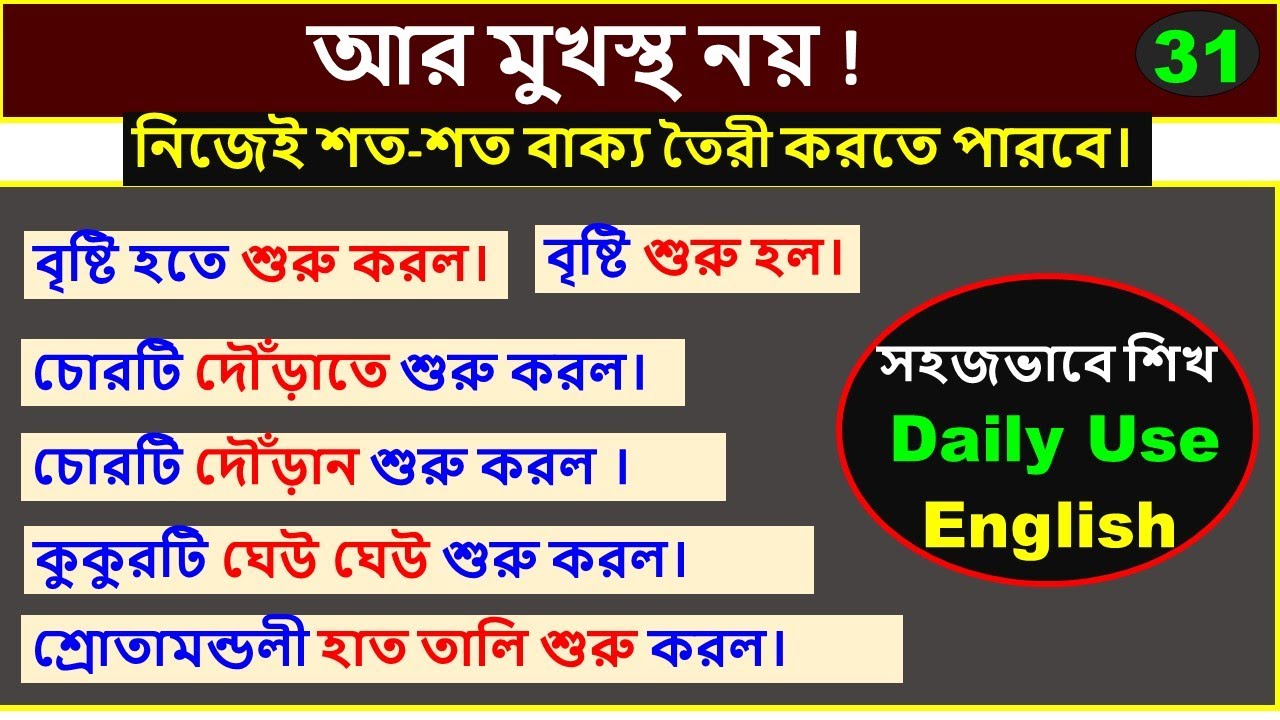 Daily Use English Sentences with Note । Every Day English, Lesson-31 ...