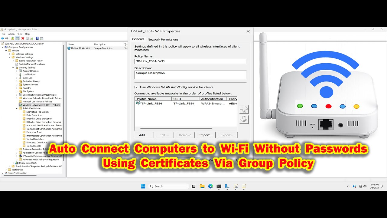 How to Auto Connect Domain Computers to Wi-Fi Without Password Via ...