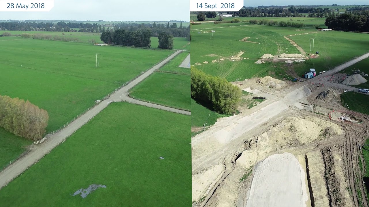 SH1 Edendale realignment – Construction progress fly-through – 14 Sept ...