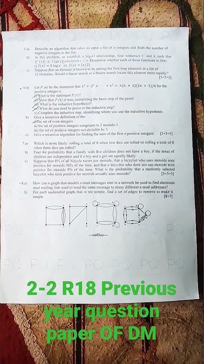 JNTUH 2-2 R18 2022 Previous year question paper OF Discrete Mathematics ...