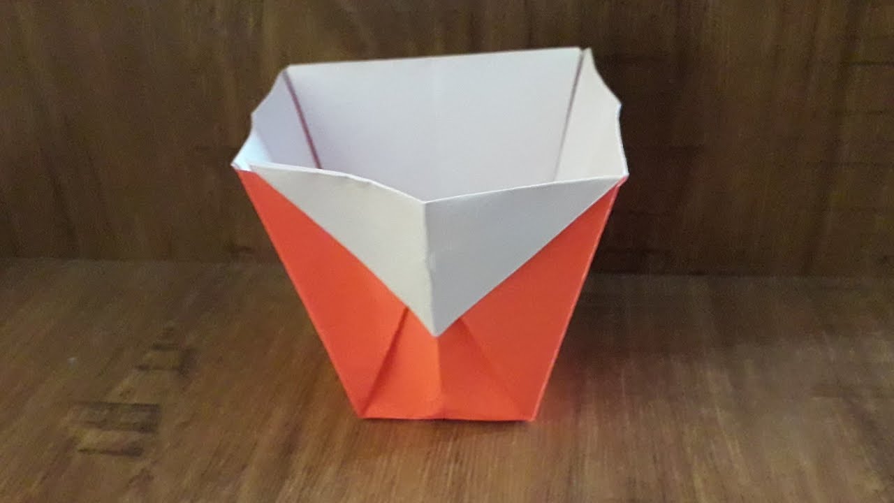 Easy Origami Garbage Can - YouTube