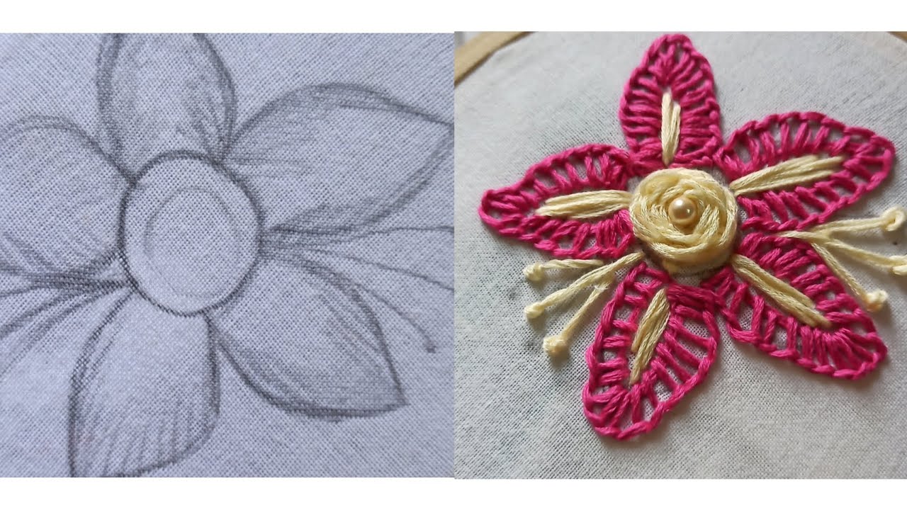 Beautiful Embroidery flowers design/embroidery flowers tutorial - YouTube