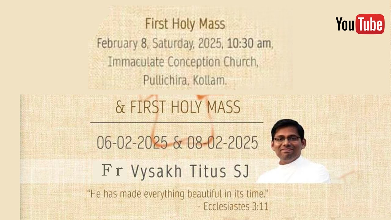First Holy Mass // Fr. Vyshak Titus, S.J - YouTube