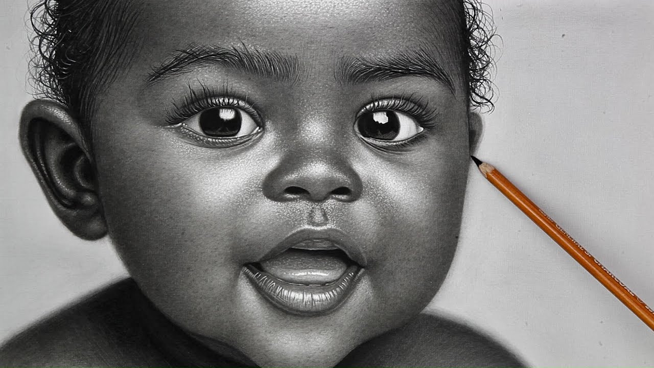 How to shade a baby face | Realistic charcoal shading tutorial - YouTube