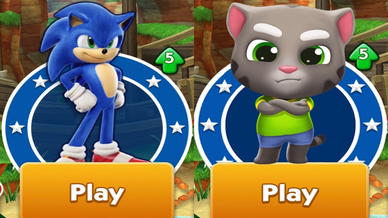 Sonic Dash vs Talking Tom Gold Run - All Characters Unlocked and Fully ...