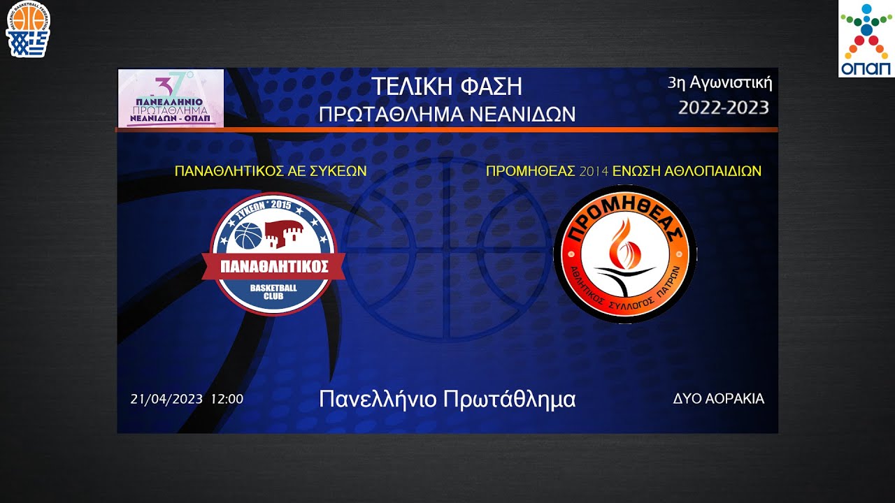 37ο Πανελλήνιο Νεανίδων: 21/04, 12.00 ΠΑΝΑΘΛΗΤΙΚΟΣ ΑΕΣ - ΕΑ ΠΡΟΜΗΘΕΑΣ ...