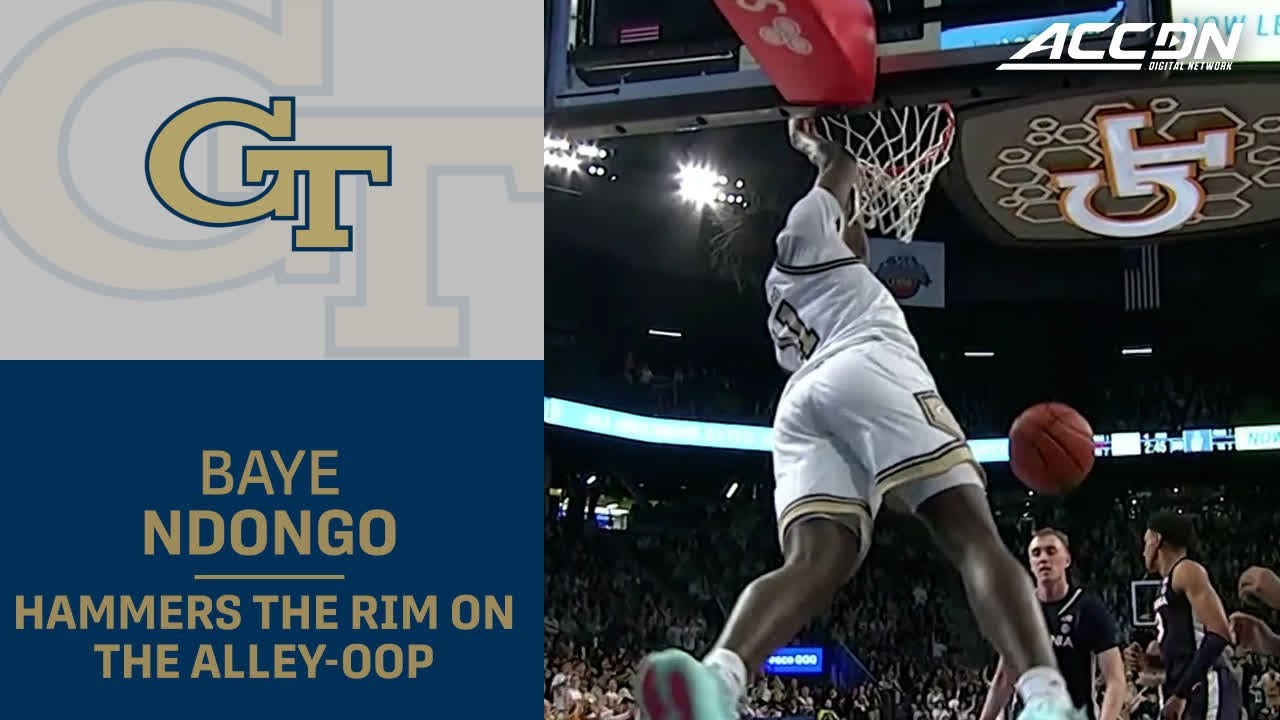 Georgia Tech's Baye Ndongo Hammers The Rim On The Alley-oop - YouTube