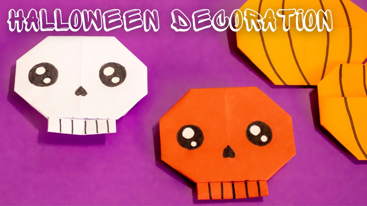 ORIGAMI SKULL | DIY HALLOWEEN GARLAND | HALLOWEEN DECORATION - YouTube