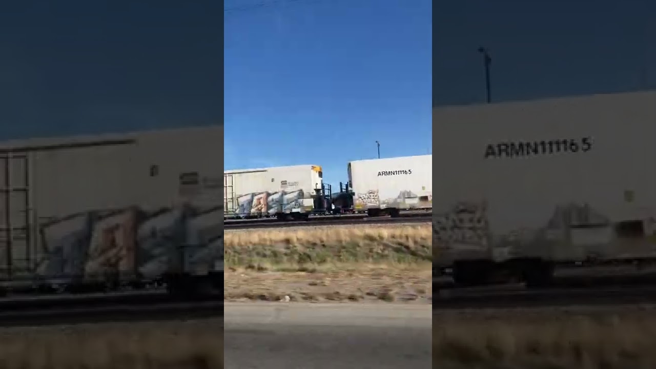 Lots of Union Pacific Railroad refrigerated boxcars stored on a siding ...