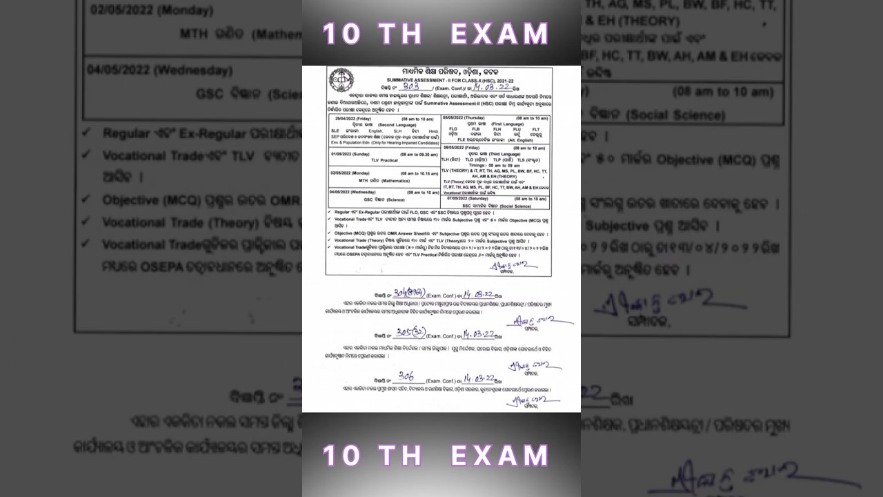 10 th class board exam time table 2023 -24#### matric exam time table ...
