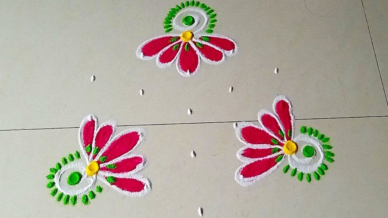 Very simple 5 dots rangoli | simple rangoli design for beginners ...