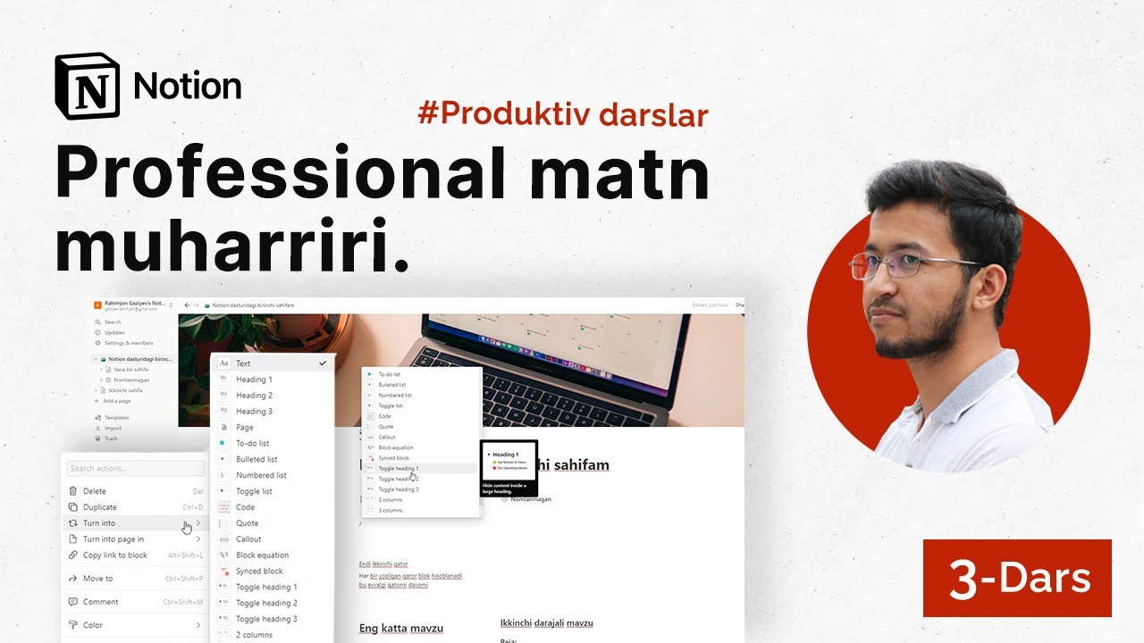 #3 Notion | Professional matn muharriri - YouTube