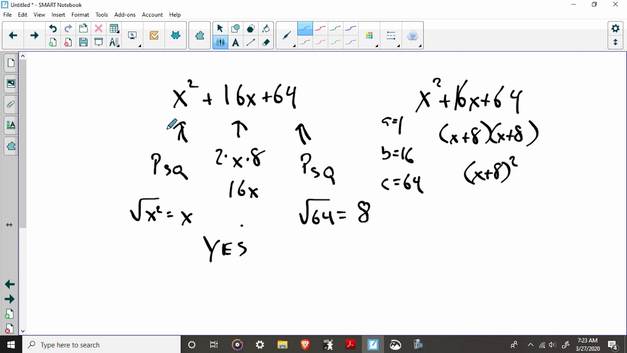 Intro To Perfect Square Quadratics A 1 YouTube Intro To Perfect Square Quadratics A 1 YouTube