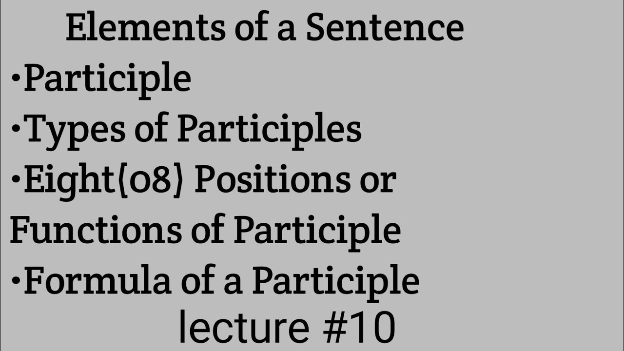 Participle| Types Of Participle| Types Of Non -Finite Verb part #02 ...