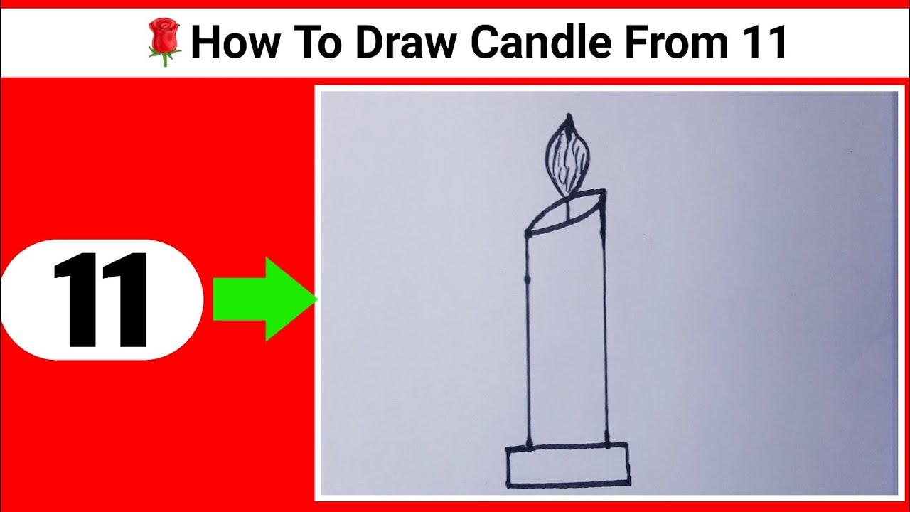 How To Draw Candle From Number 11||Easy Pencil Drawing||Sketching||Art ...