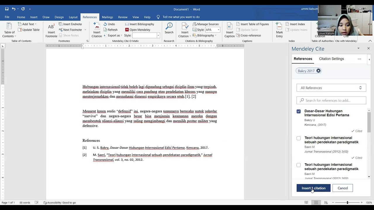 Tutorial Sitasi Mendeley Cite Menggunakan Word - YouTube